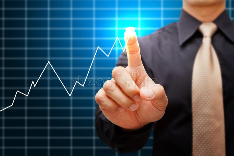 Hand point to high graph stock image. Image of finger - 24443103