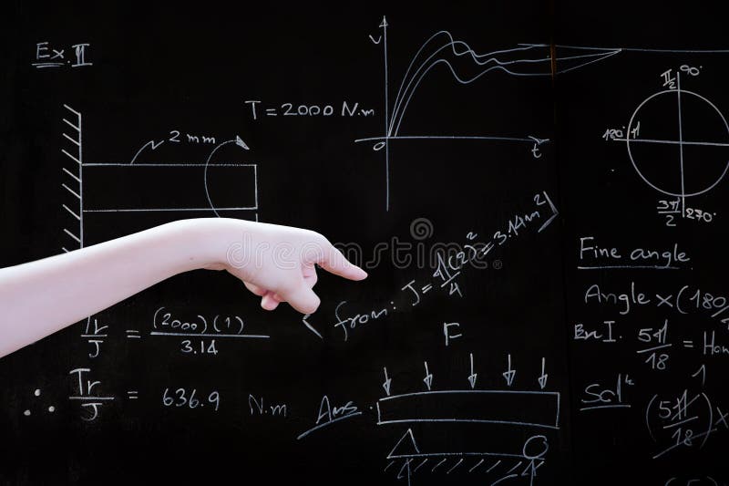 Hand Point To Text on Blackboard Stock Image - Image of mathematical ...