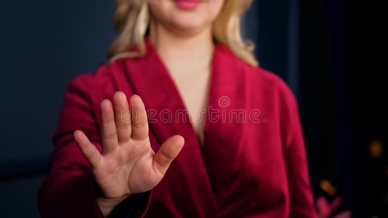 Hand Point of a Woman in a Red Suit Stock Image - Image of ...
