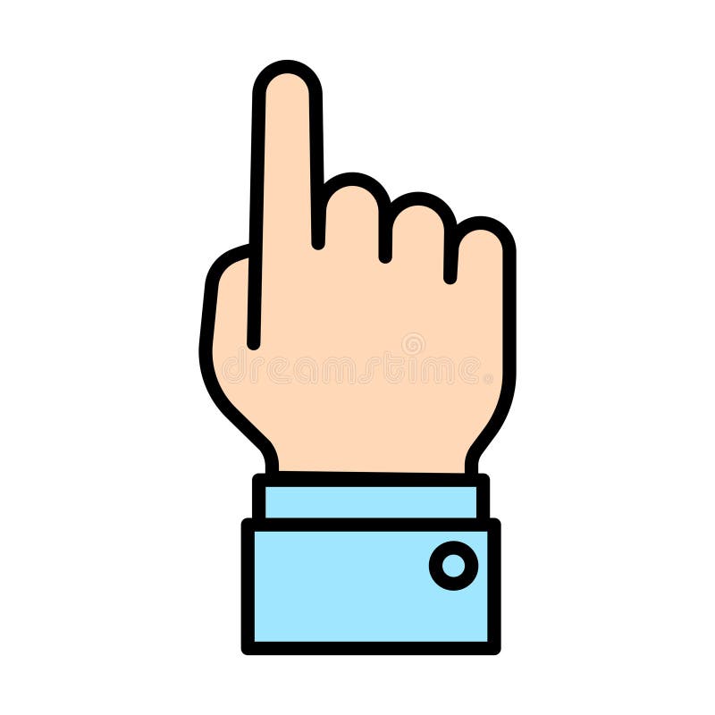 Hand Pointer Colored Vector Icon on White Background Stock Vector ...