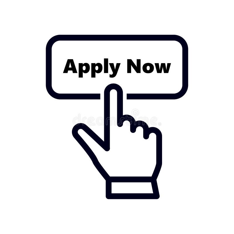 Hand Pointer or Cursor Mouse Clicking on Apply Now Button Linear Icon ...