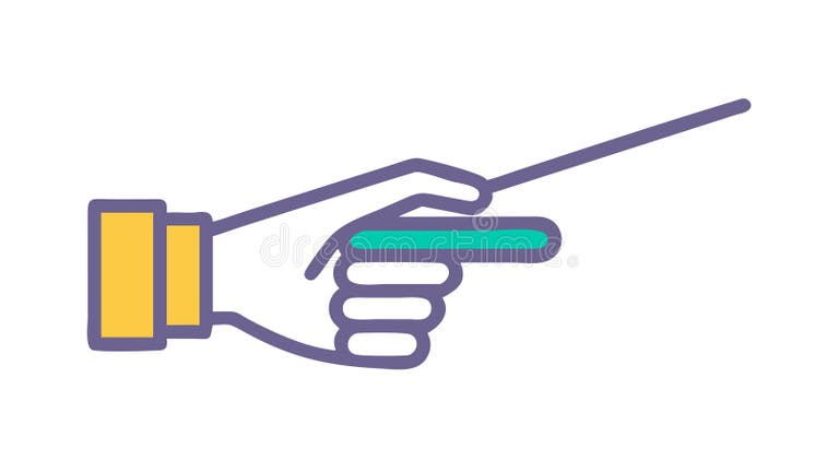 Hand with Pointer Stick Icon for Instruction Guidance, Vector Design ...