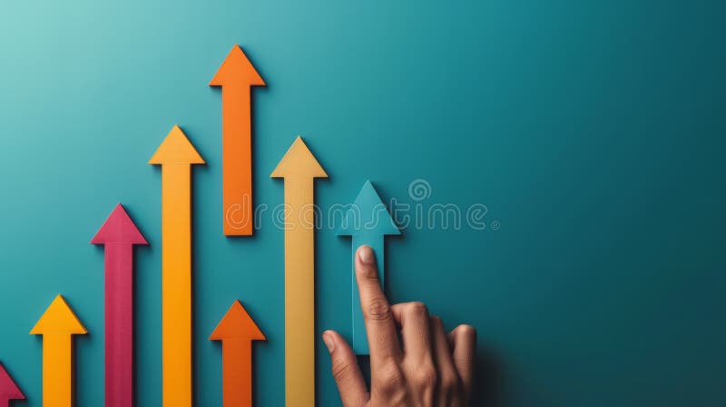 Hand Pointing at Arrows of Different Colors Pointing Upwards ...