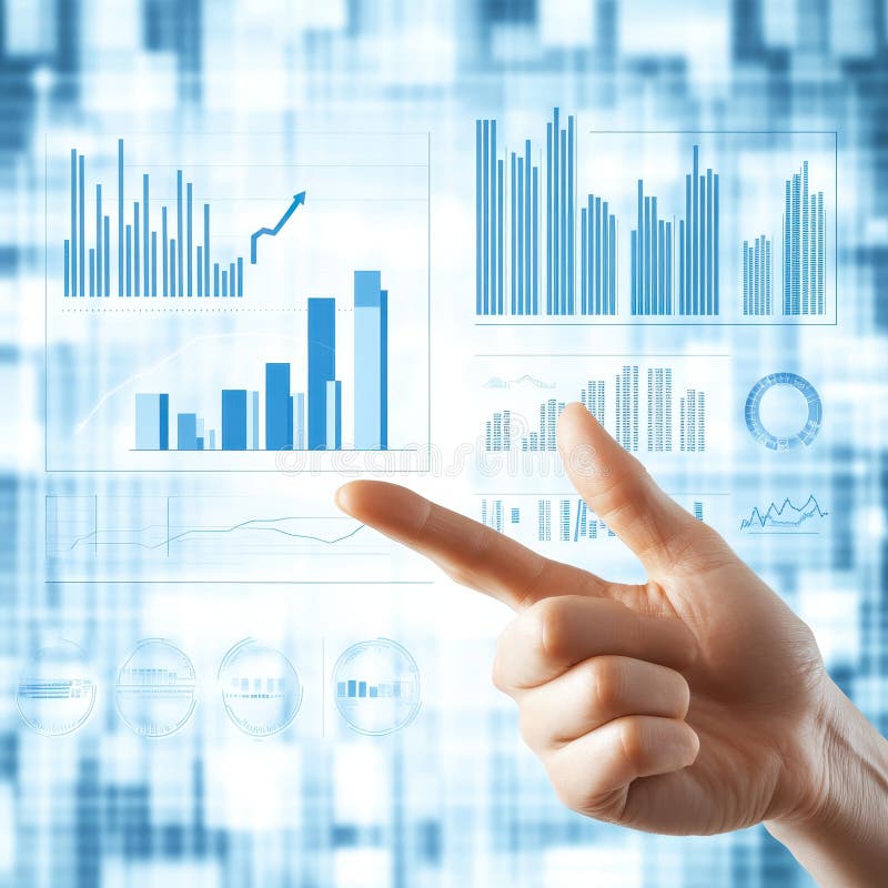 Hand Pointing at a Bar Chart Visualization Representing Business ...