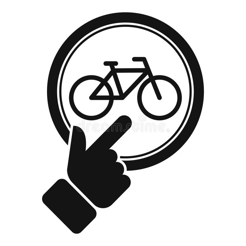 Hand Pointing at Bicycle Icon Inside a Circle Stock Vector ...