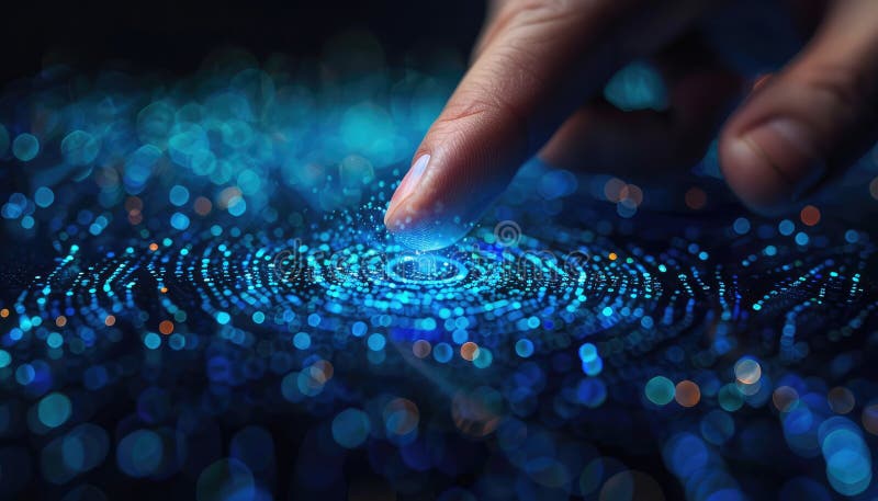 A Hand is Pointing at a Blue Circle on a Screen by AI Generated Image ...