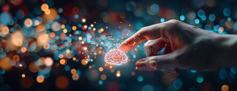 A Hand is Pointing at a Brain by AI Generated Image Stock Image - Image ...