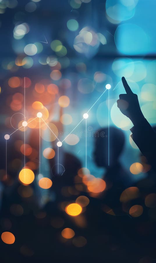 Hand Pointing at Business Chart or Graph with Financial Data with Bars ...