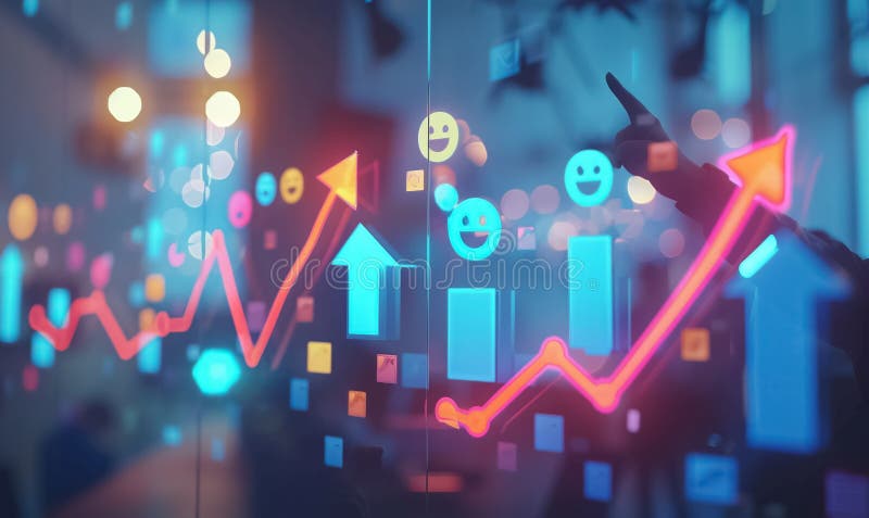 Hand Pointing at Business Chart or Graph with Financial Data with Bars and Lines, Strategy and ...