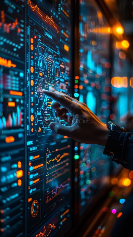 Hand Pointing at Computer Screen with Technology and Engineering ...