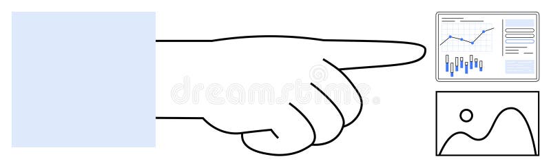 Hand Pointing at Data Charts with Graphs and Bar Charts, Indicating ...