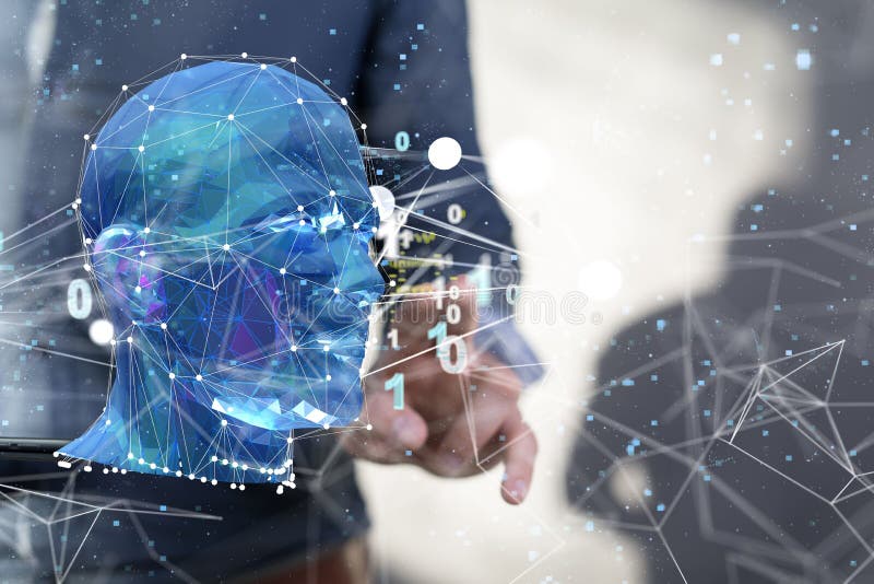 Hand Pointing at a Digital Hovering Human Head Hologram with Binary ...