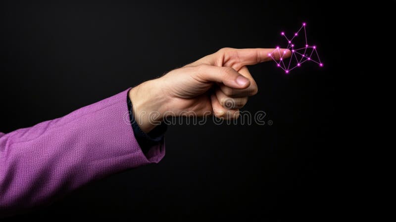 Hand Pointing with Digital Network Representation Futuristic Concept ...