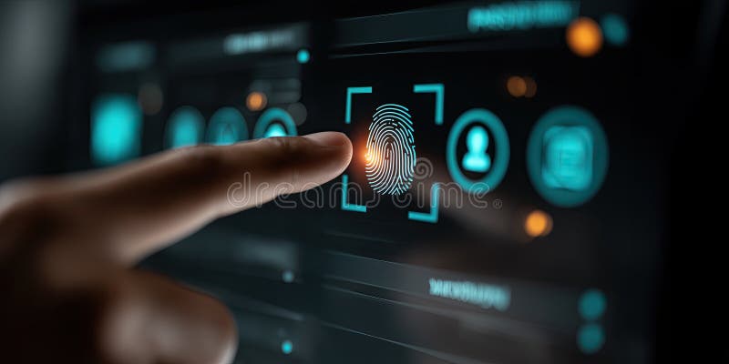 Biometric Fingerprint Password with Padlock Icon. Security Concept ...