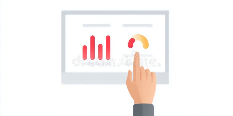 Hand Pointing at Digital Screen Displaying Colorful Graphs and ...