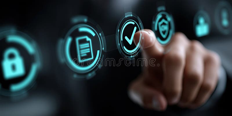 Hand is Pointing at Digital Screen with Interactive Icons, Including ...