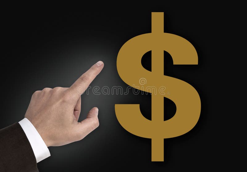 Hand Pointing at Dollar Sign Concept Stock Image - Image of dollar ...