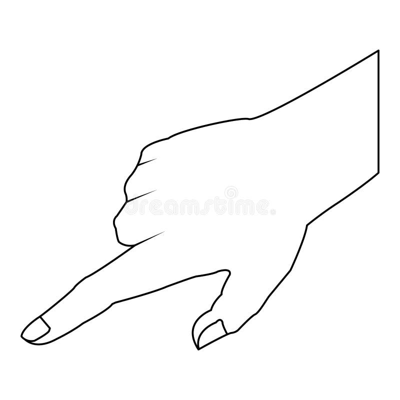 Hand Pointing Down Black and White Stock Vector - Illustration of ...