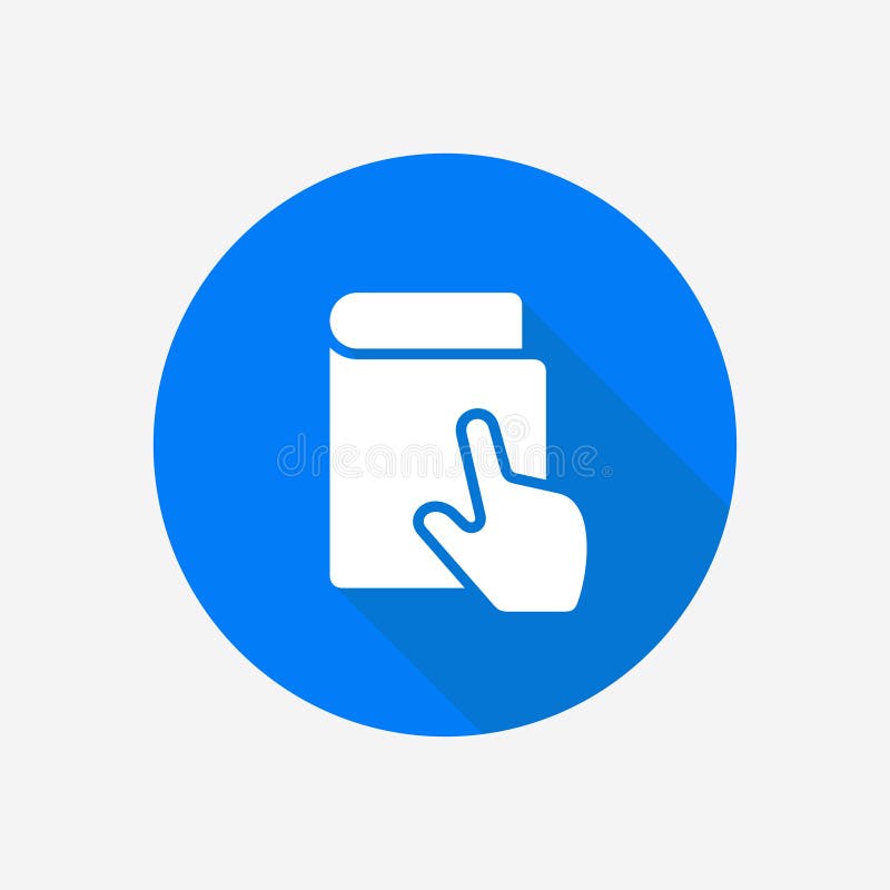 Hand Pointing at Electronic Book. Digital Reading Concept Icon. Stock ...