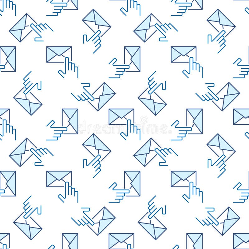 Hand Pointing on Envelope Vector Colored Seamless Pattern Stock ...