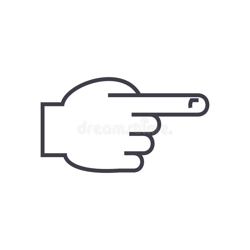 Hand with Pointing Finger Front Vector Line Icon, Sign, Illustration on ...
