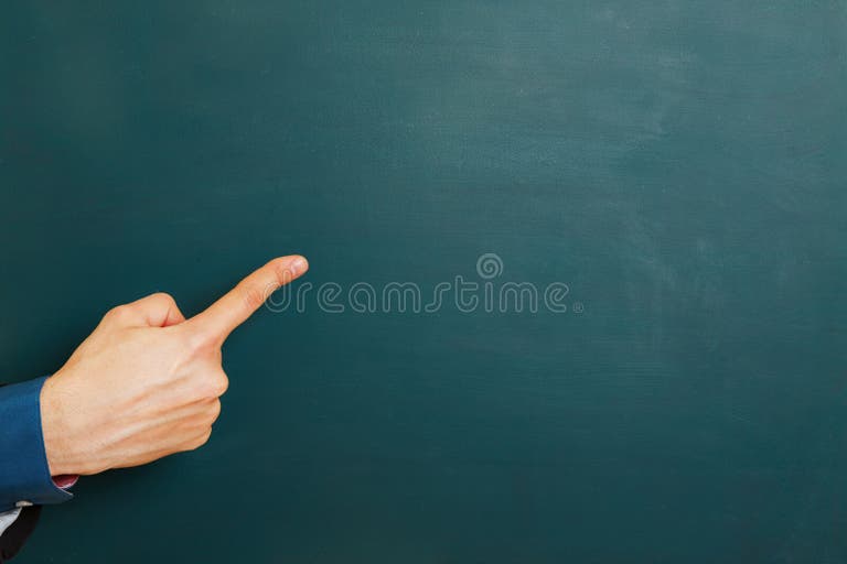 Hand Pointing with Finger To Chalkboard Stock Image - Image of ...