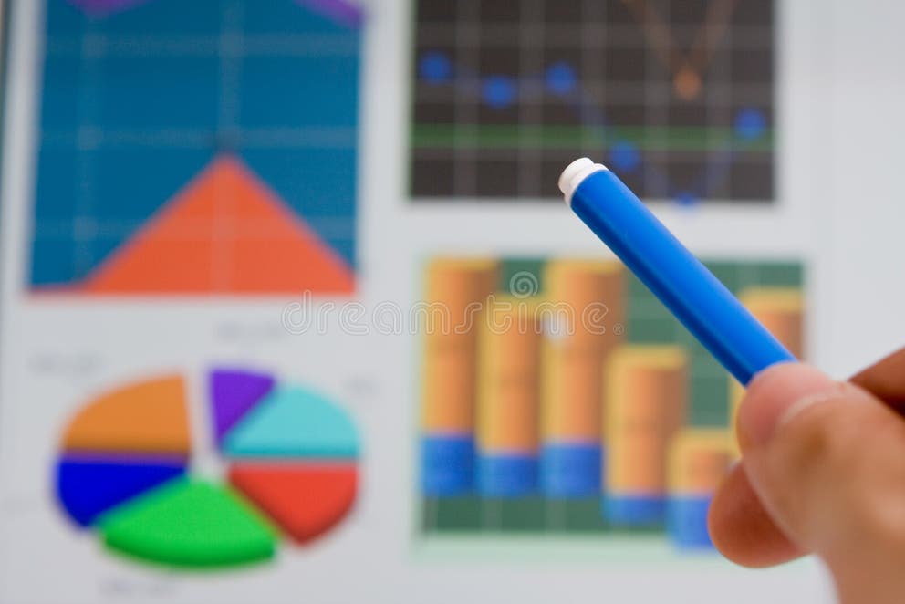Hand pointing graph charts stock photo. Image of marketing - 7657144