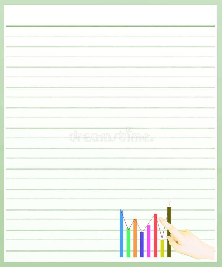Hand Pointing Graph on Green Color Lined Paper Stock Illustration ...