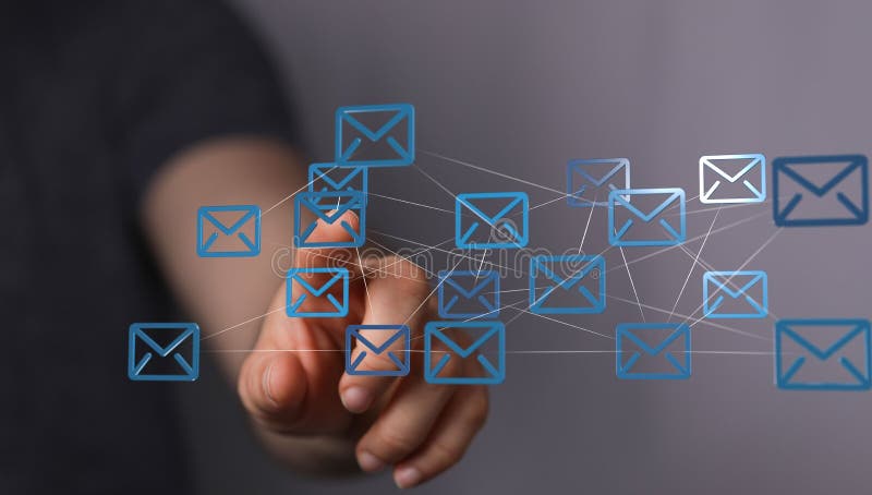 Hand Pointing at the Hovering Envelopes. Communication, Electronic Mail ...