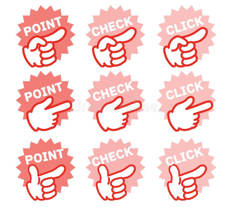 Hand Pointing Icon Illustration Set To Convey Points Stock Vector ...