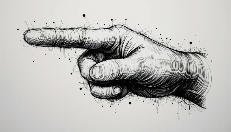 A Hand Pointing with the Index Finger, Hand Drawing, Scratch Board ...