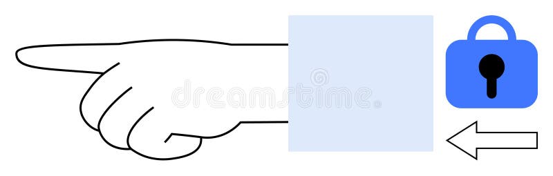 Hand Pointing with Lock Icon and Arrow for Security and Direction ...