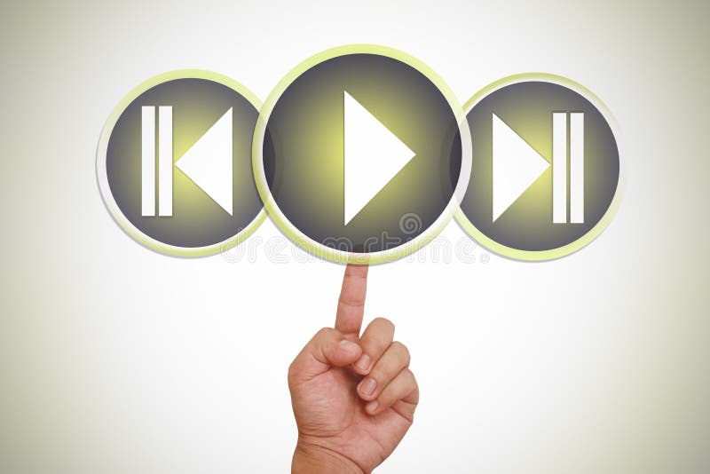 Hand Pointing on Right Arrow Button Stock Image - Image of power, plate ...