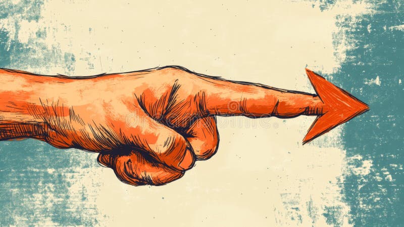 Hand Pointing Rightward with Arrow Graphic Stock Illustration ...