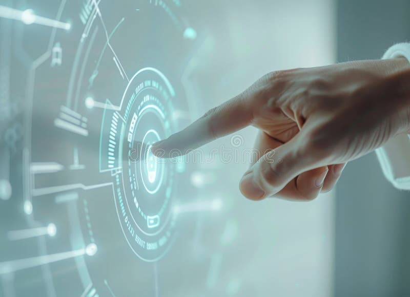 A Hand Pointing at a Screen with a Blue Background and Many Squares by ...