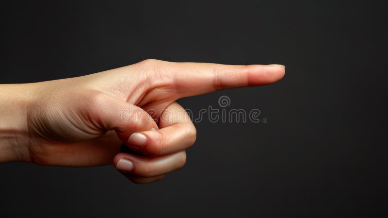 A Hand Pointing at Something with a Finger on the Side, AI Stock ...