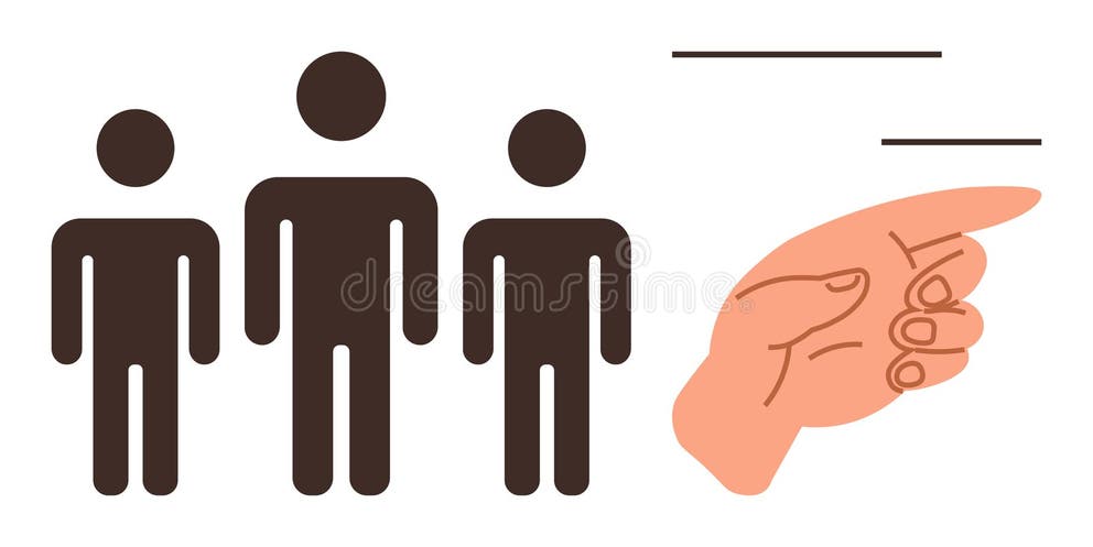 Hand Pointing at Three Silhouetted Individuals, Representing Decision ...