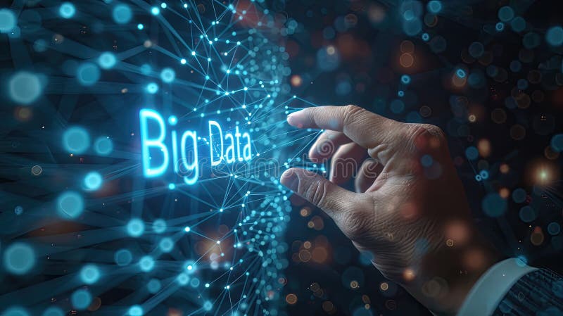 Hand Pointing To Big Data in a Digital Network Space. Stock Image ...