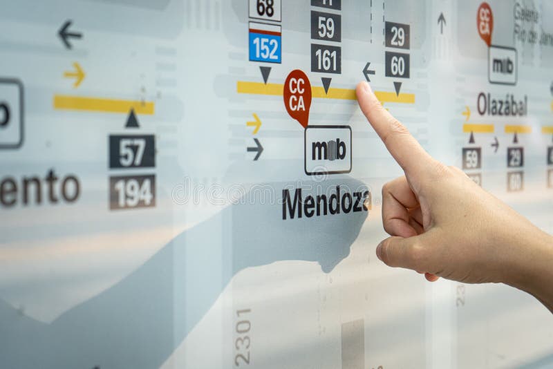 Hand Pointing To Bus Station Sign Editorial Stock Photo - Image of ...