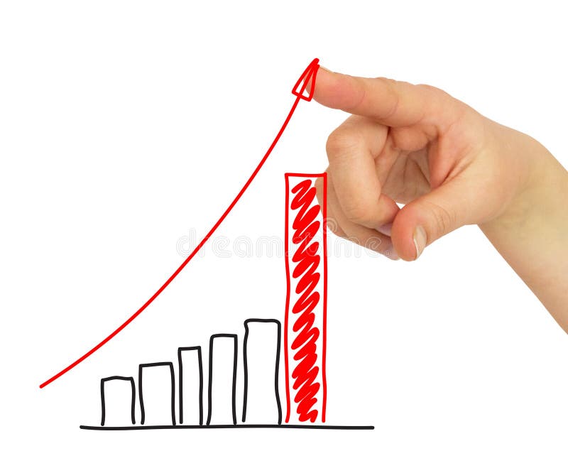 Hand Pointing To the Growing Graph Stock Illustration - Illustration of ...