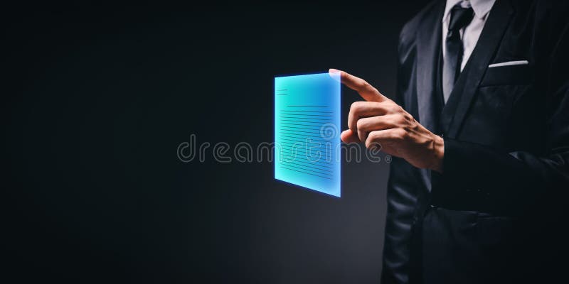 Illustrative Digital Document Floating Above a Hand Stock Photo - Image ...