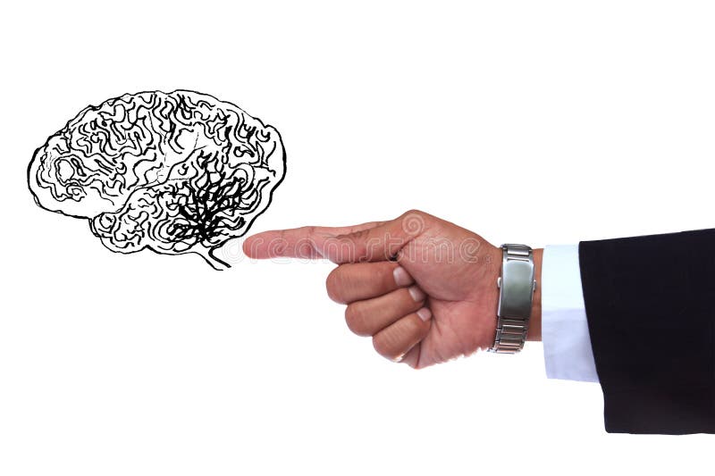Hand Pointing To Smart Brain Stock Image - Image of intellectual, hand ...