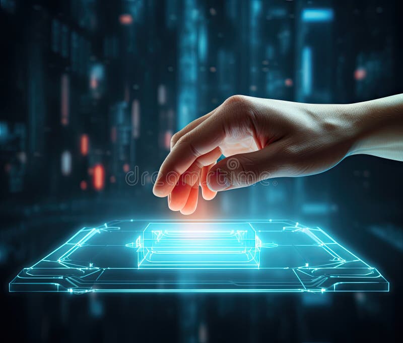 A Hand Pointing at a Touch Screen Stock Illustration - Illustration of ...