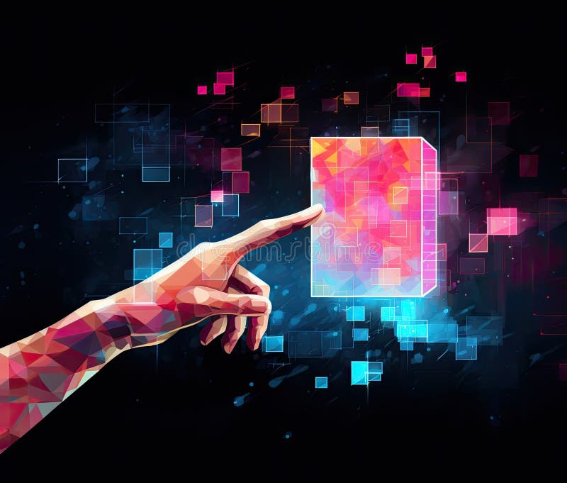 A Hand Pointing at a Touch Screen Stock Illustration - Illustration of ...