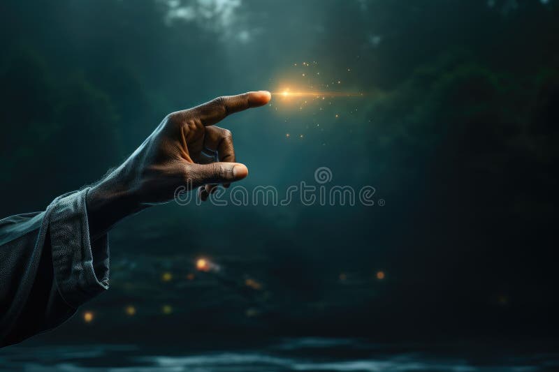 A Hand Pointing And Touching Iot Interface Generative Ai Stock Illustration Illustration Of