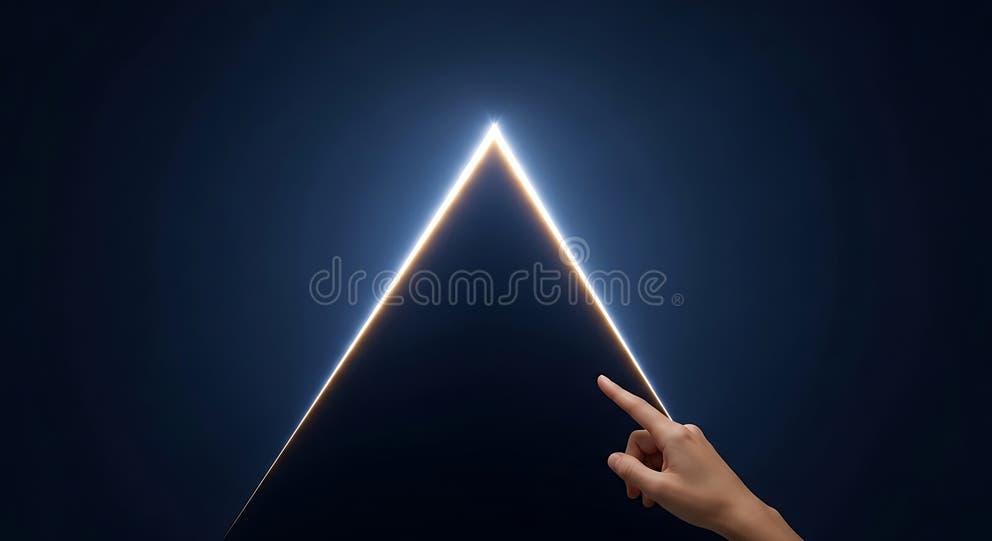 A Hand is Pointing Towards a Glowing Triangular Shape Set Against a ...