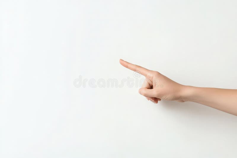 A Hand Pointing Towards an Invisible Object on a Clean White Background ...