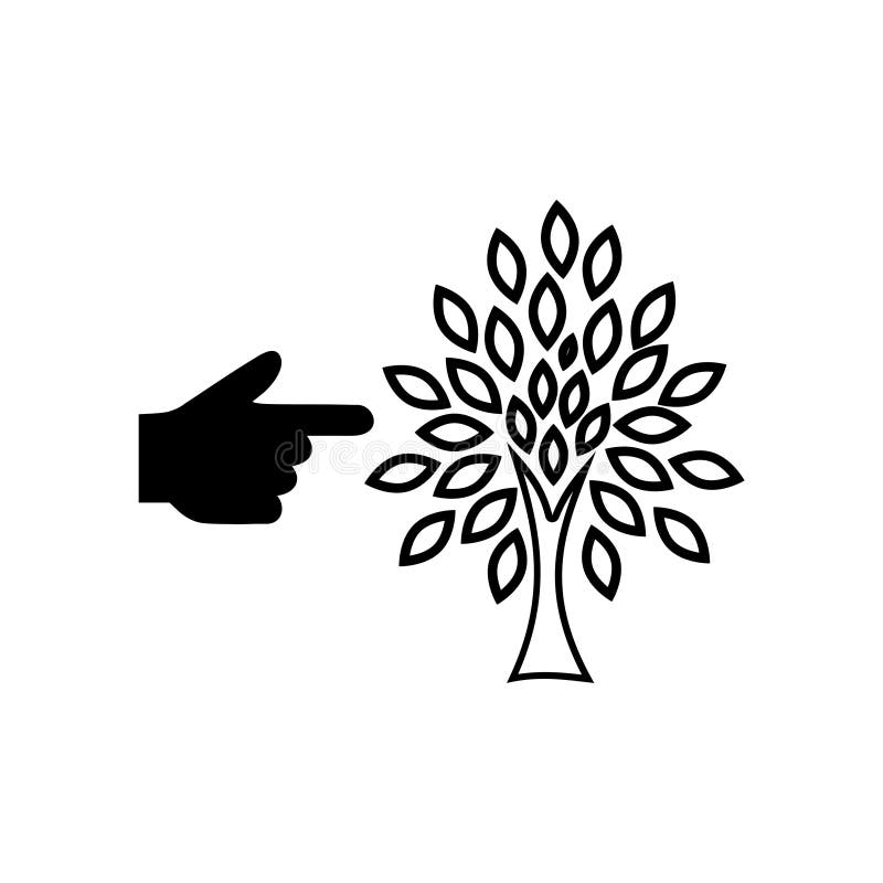 Hand Pointing at Tree Icon, Sign or Logo Stock Vector - Illustration of ...