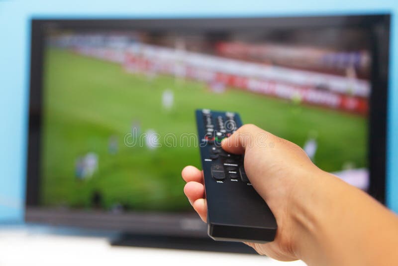 Hand Pointing Tv Remote Control Stock Photo - Image of plasma, digital ...