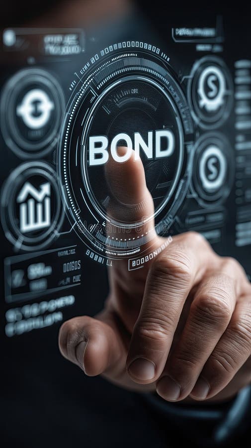 Hand Points at Digital Screen with BOND Text, Futuristic Finance ...